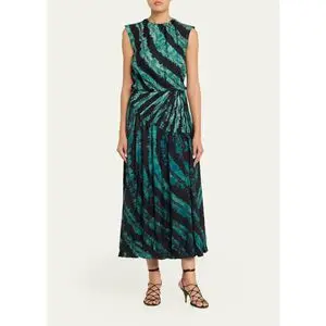 Ulla Johnson Freya Shibori Tie-dye Midi Skirt - Malachite