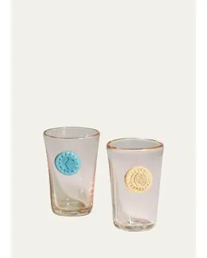 HELLE MARDAHL Monogram 7.4 Oz. Drinking Glasses, Set Of 4 - Orange