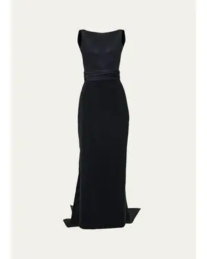 Carolina Herrera Sleeveless Silk Column Dress With Train