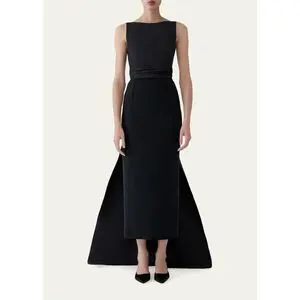 Carolina Herrera Sleeveless Silk Column Dress With Train