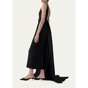 Carolina Herrera Sleeveless Silk Column Dress With Train