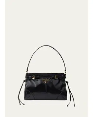 Prada Bonnie Glossy Leather Top-handle Bag - Nero