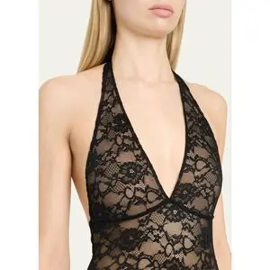 Alice + Olivia Lina Plunging V Lace Bodysuit