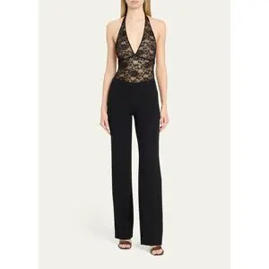 Alice + Olivia Lina Plunging V Lace Bodysuit