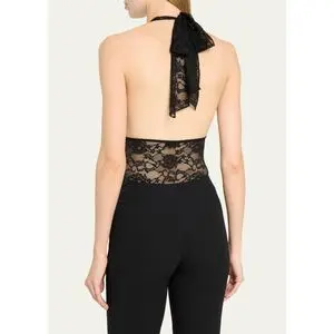 Alice + Olivia Lina Plunging V Lace Bodysuit