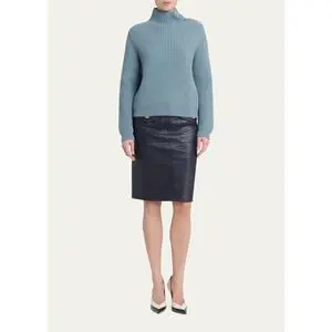FERRAGAMO Gancini Clasp Shoulder Wool Turtleneck Sweater