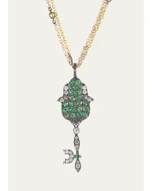 Sevan Biçakçi 18k Diamond And Green Garnet Hamsa Key Pendant Necklace - Gold
