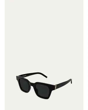 Saint Laurent Corner Angle 47mm Rectangular Sunglasses - Black