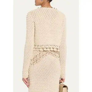 Rabanne Textured Knit Neck-tie Crop Cardigan