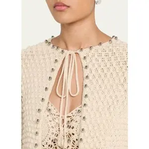 Rabanne Textured Knit Neck-tie Crop Cardigan