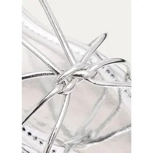 LOEFFLER RANDALL Karly Strappy Flat Metallic Leather Sandals - Silver