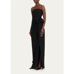 Michael Kors Strapless Wool Origami Bow Column Gown