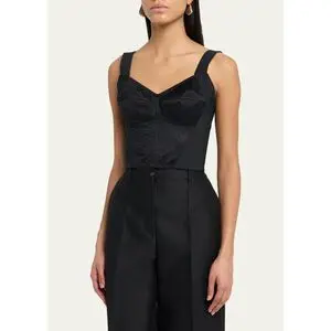 Dolce & Gabbana Lace Jacquard Crop Bustier Top