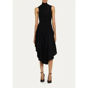 Alaïa Mock-neck Sleeveless Sculpted Pointed Midi Dress - Noir