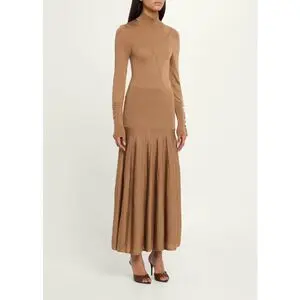 Rabanne Turtleneck Wool-silk Knit Drop-waist Maxi Dress