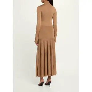 Rabanne Turtleneck Wool-silk Knit Drop-waist Maxi Dress