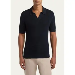 Zegna Premium Cotton Knit Johnny Collar Polo Shirt
