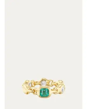 UNIFORM OBJECT 18k Supernova Ring With Diamonds And Gemstone - Emerald