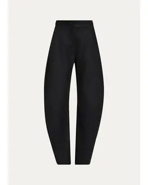 Alaïa Round Wool Barrel-leg Pants