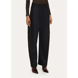 Alaïa Round Wool Barrel-leg Pants