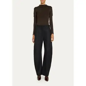 Alaïa Round Wool Barrel-leg Pants