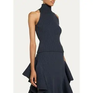 Alaïa Mock-neck Wool-blend Rib Halter Top