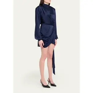 Ronny Kobo Imara Draped Open-back Charmeuse Mini Dress