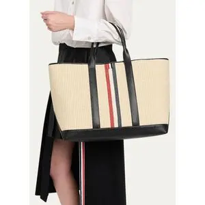 Thom Browne Medium Tool Raffia Tote Bag
