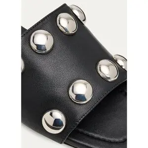 LOEFFLER RANDALL Hayes Studded Leather Flat Slide Sandals - Black/silver