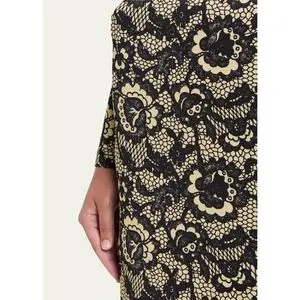 Marc Jacobs Lace-print Sculptural Long-sleeve Bow Trumpet Gown