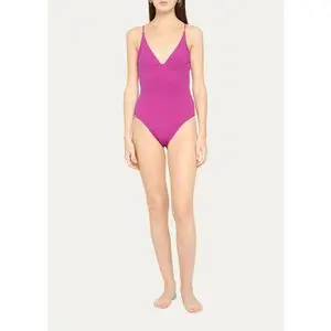 Ulla Johnson Alba Deep V One-piece Swimsuit - Plum