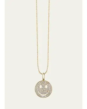 SYDNEY EVAN 14k Medium Happy Face Necklace With Diamonds