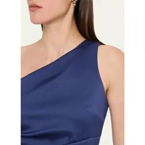 Aidan Mattox One-shoulder Stretch Mikado Midi Dress