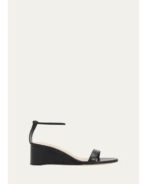 GIANVITO ROSSI 45mm Nappa Leather Wedge Sandals - Black
