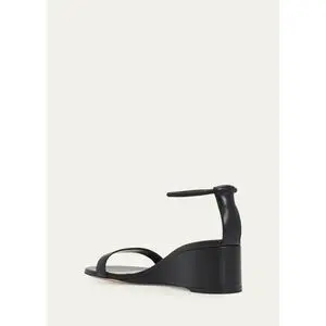 GIANVITO ROSSI 45mm Nappa Leather Wedge Sandals - Black