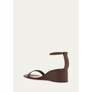 GIANVITO ROSSI 45mm Nappa Leather Wedge Sandals - Black