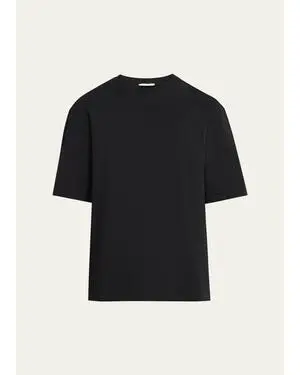 MORDECAI Jersey Back-stripe Oversized Crewneck T-shirt - Black
