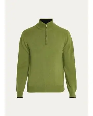 Fioroni 3-ply Cashmere Half-zip Sweater - Green