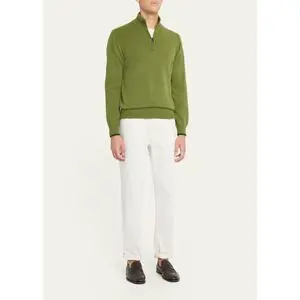Fioroni 3-ply Cashmere Half-zip Sweater - Green