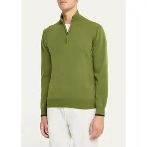 Fioroni 3-ply Cashmere Half-zip Sweater - Green