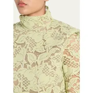 Marc Jacobs Sculptural Lace Long-sleeve Bow Trumpet Gown