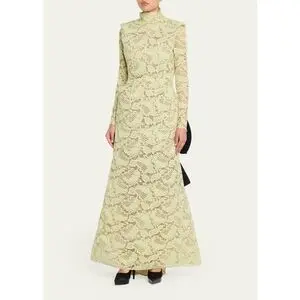 Marc Jacobs Sculptural Lace Long-sleeve Bow Trumpet Gown