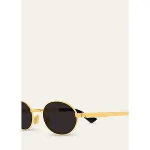 Bottega Veneta Bv1470s Golden Metal Oval Sunglasses