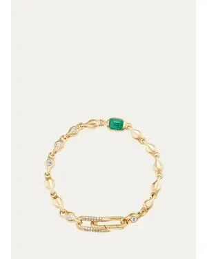 UNIFORM OBJECT 18k Supernova Bracelet With Diamonds And Emerald, 7"l - Green