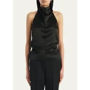 Khaite Rone Draped Satin Halter Top