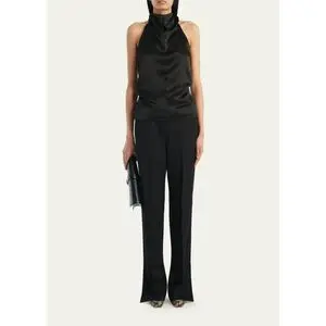 Khaite Rone Draped Satin Halter Top