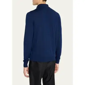Fioroni Merino Wool Knit Long-sleeve Polo Shirt
