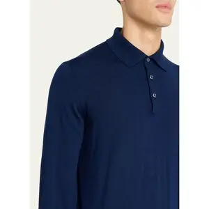 Fioroni Merino Wool Knit Long-sleeve Polo Shirt
