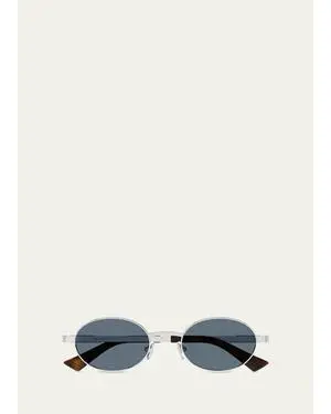 Bottega Veneta 52mm Oval Metal Sunglasses - Silver