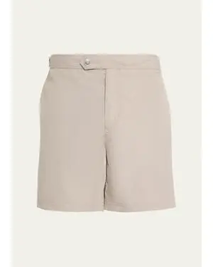 Brunello Cucinelli Tabbed-waistband Nylon Swim Shorts With Piping - Cold